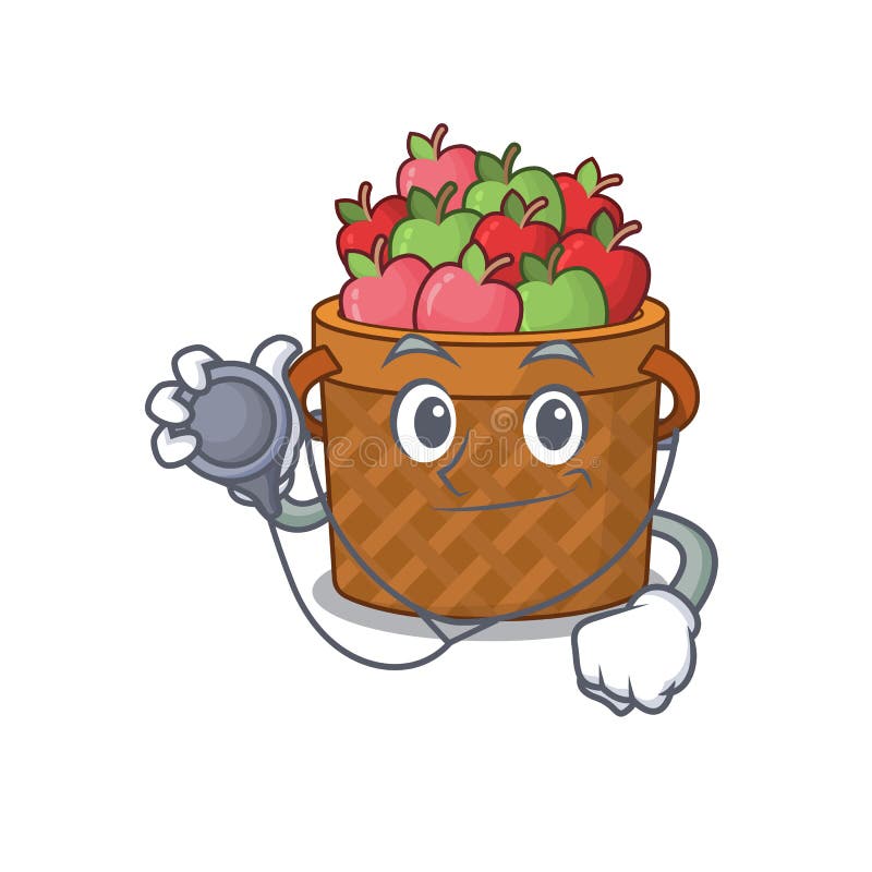 An Elegant Apple Basket in a Doctor Cartoon Character with Tools Stock ...