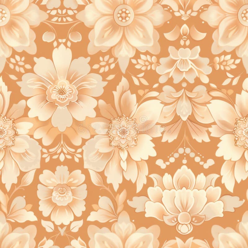 Elegant Apricot Floral Pattern Wallpaper Design Stock Photo - Image of ...