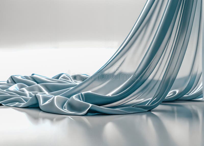 Elegant Aqua Sheer Fabric on White Background. Stock Image - Image of ...
