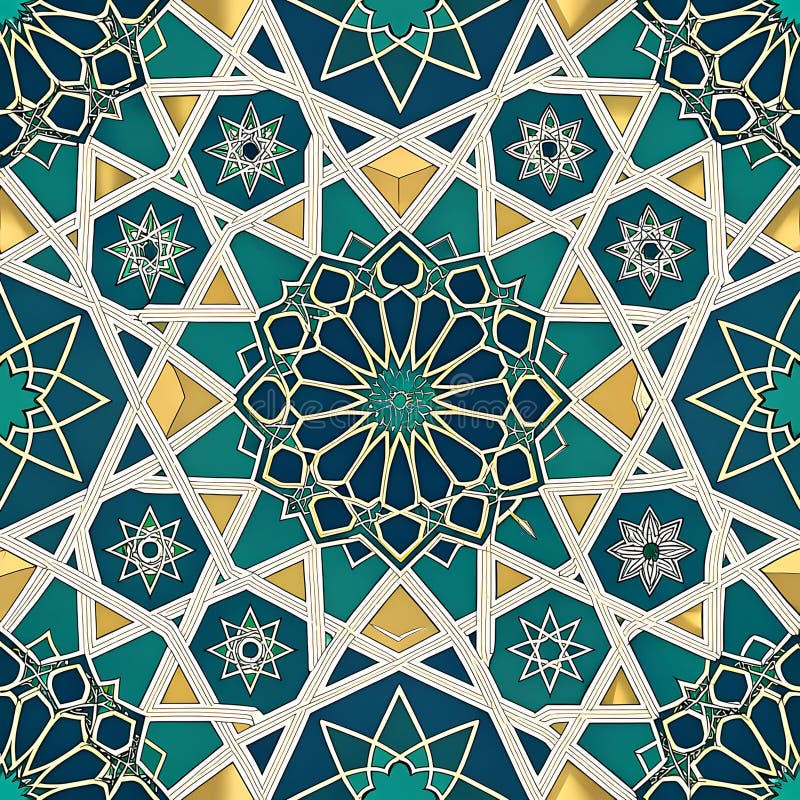 Elegant Arabesque Seamless Pattern with Islamic Geometry Stock ...