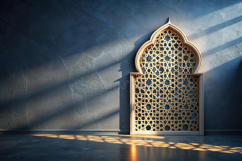 Elegant Arabesque Shadow Play on a Minimalist Gray Islamic Wall a ...