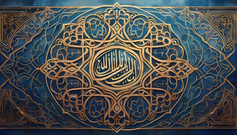 Elegant Arabic Calligraphy Wallpaper on a Regal Blue Background ...