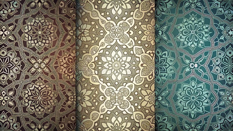 Elegant Arabic Patterns in Muted Tones Stock Illustration ...