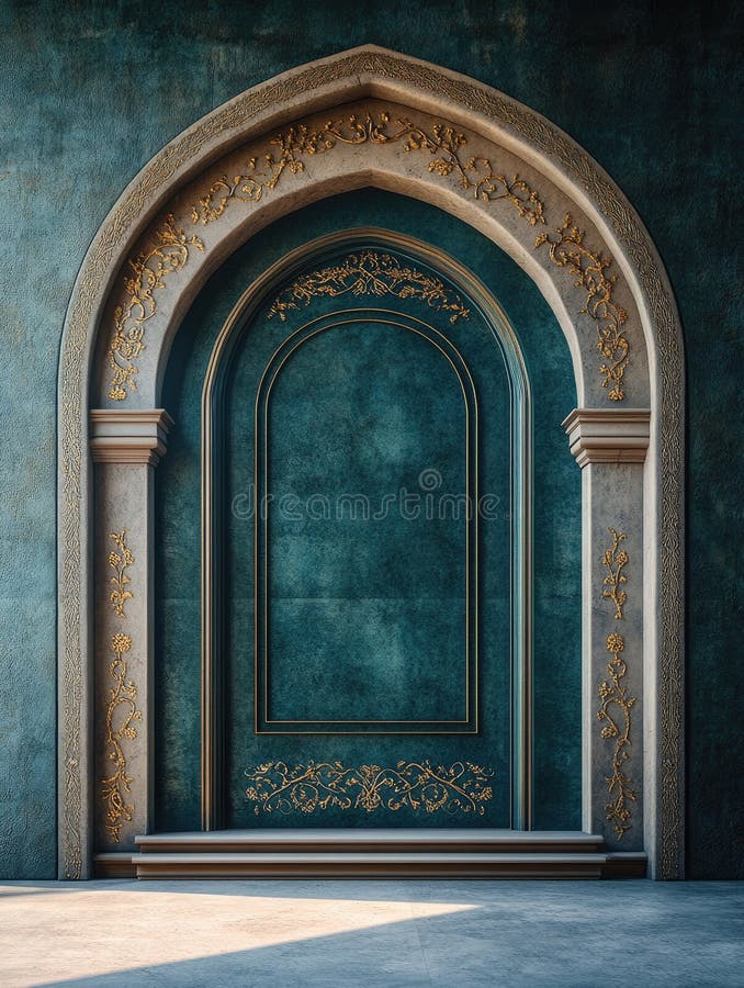 Elegant Arch with Deep Blue and Gold Filigree Design for Luxurious ...