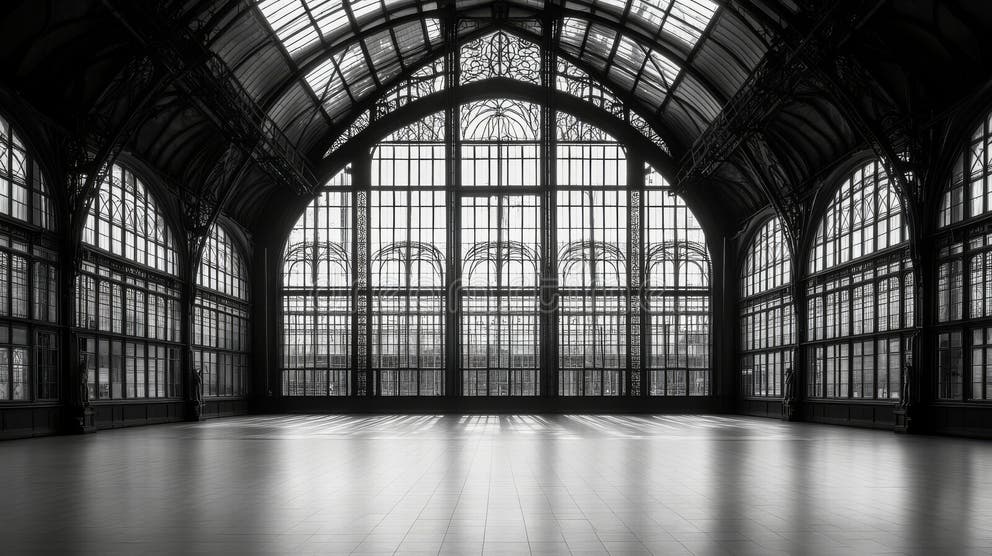 Elegant Arched Windows: Monochrome Architectural Masterpiece Stock ...