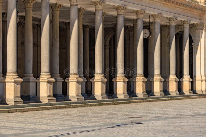Elegant Architectural Columns in Sunlight at Historic European Building ...
