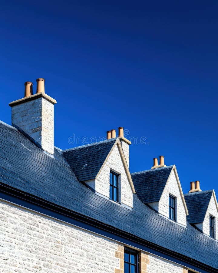 Elegant Architectural Design with Classical Pitched Roof and Stone ...
