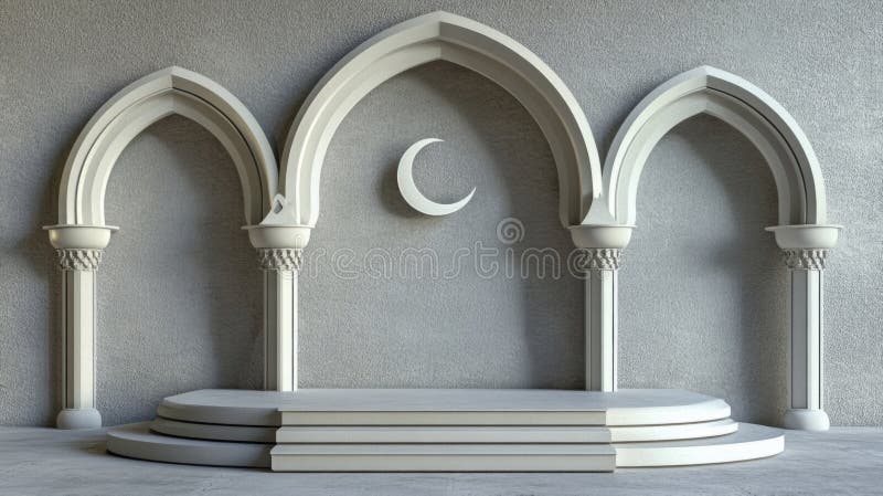 Elegant Architectural Podium with Crescent Moon Design Stock ...