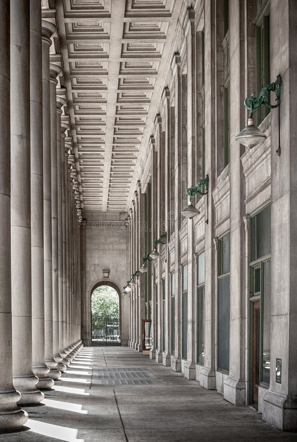 Elegant Architectural Chicago S Union Station Entrance in Black and ...