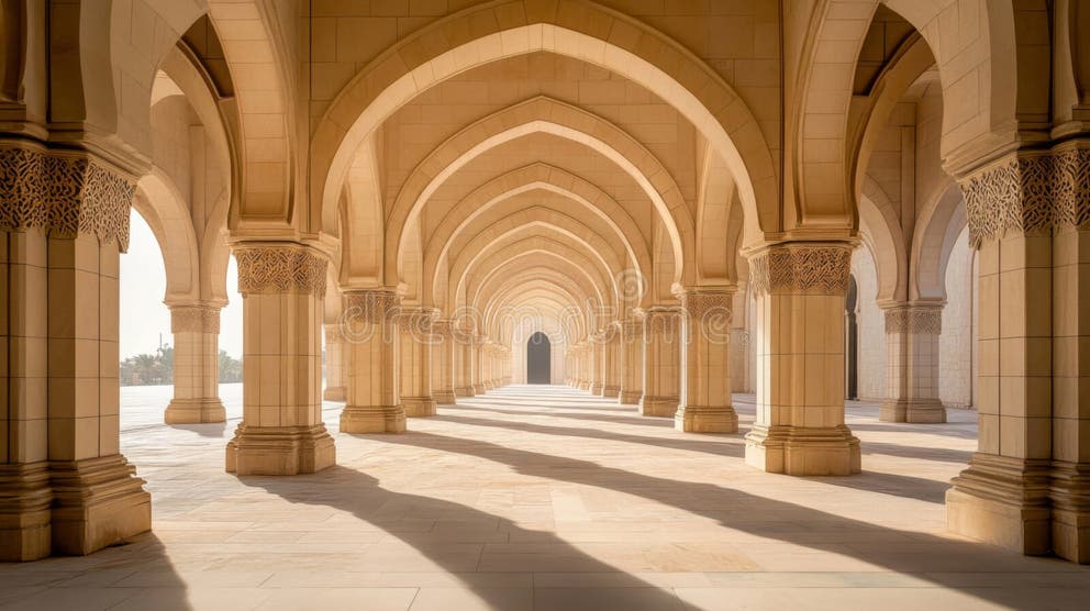 Elegant Archway Corridor Islamic Architecture Design Stock Illustration ...