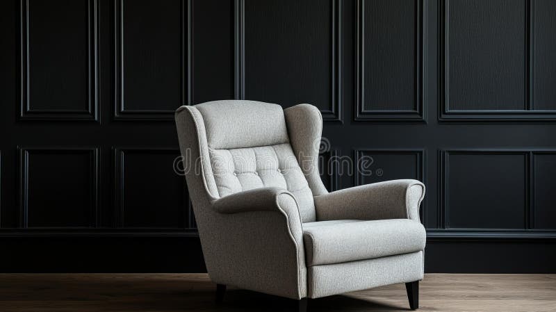 Elegant Armchair on Background with Black Wall Panels Stock ...