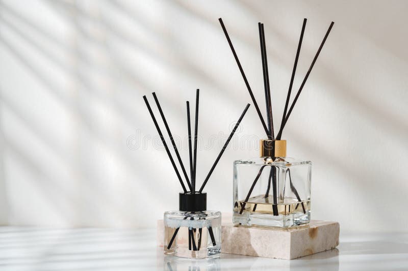 Elegant Aroma Diffusers on Marble Base in a Serene Indoor Setting Stock ...