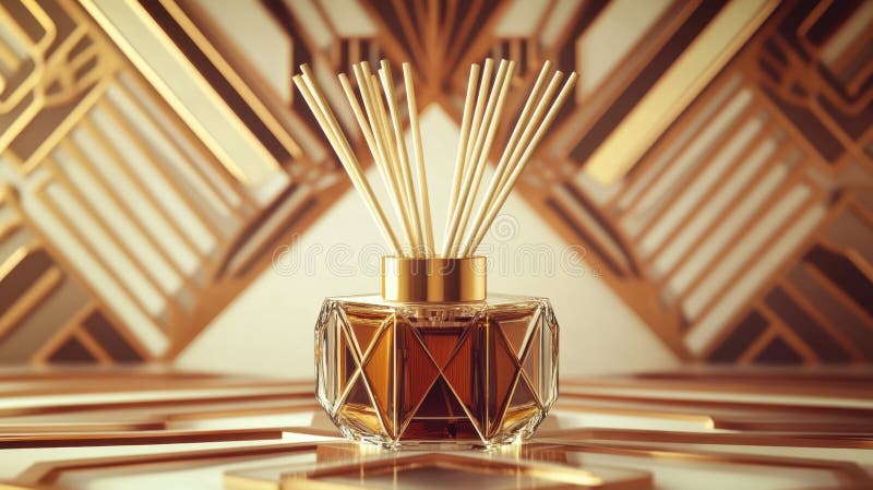 Elegant Aromatherapy Reed Diffuser on Modern Geometric Background Stock ...