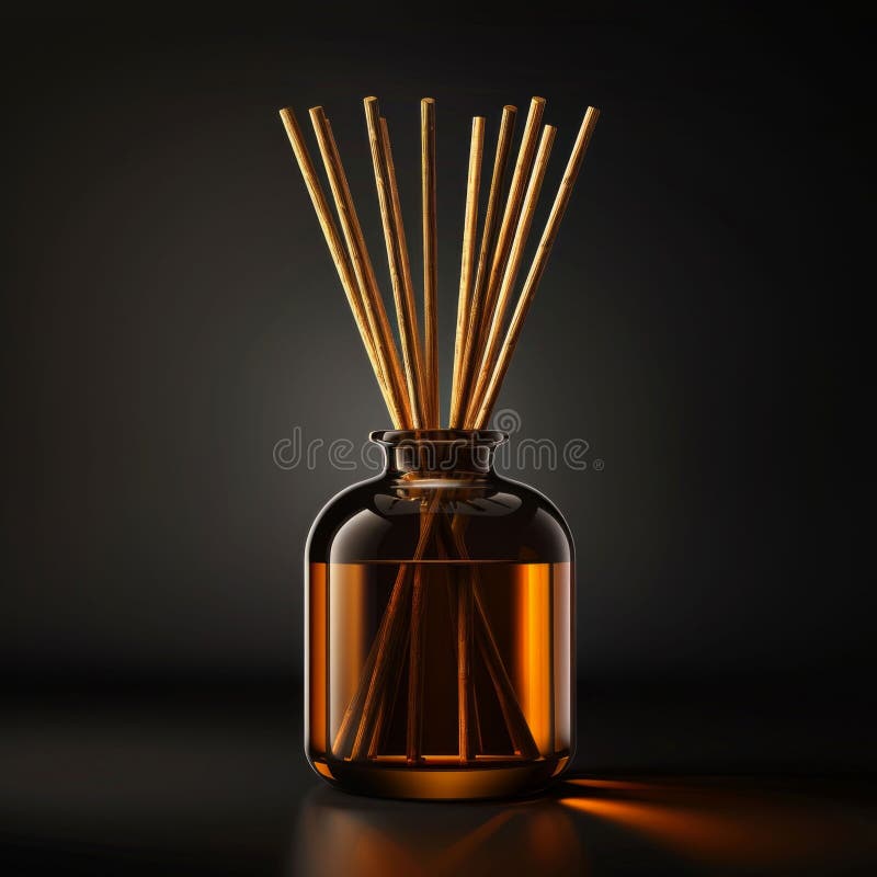 Elegant Aromatic Reed Diffuser with Golden Light Reflection. Generative ...