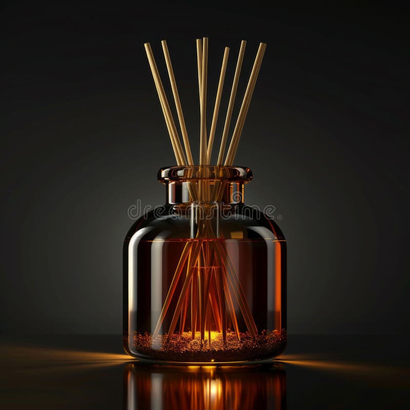 Elegant Aromatic Reed Diffuser with Golden Light Reflection. Generative ...