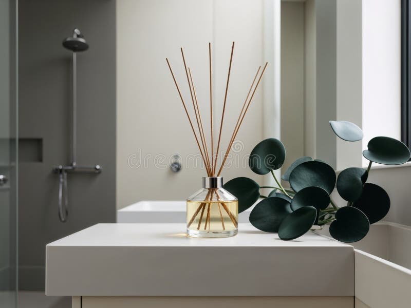 Elegant Aromatic Reed Diffuser in Stylish Modern Bathroom Setting ...