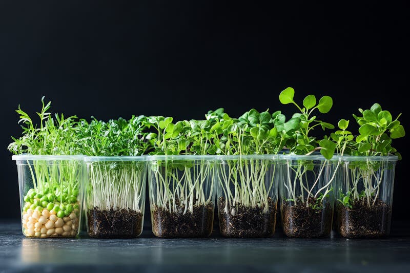 Assorted Vegetable Seedlings Display Stock Illustration - Illustration ...