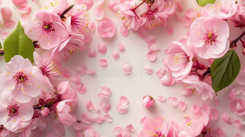 An Elegant Arrangement of Spring Blossoms Frames a Blank Space Stock ...
