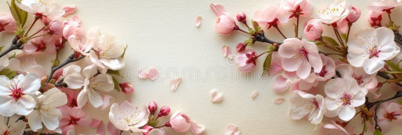 An Elegant Arrangement of Spring Blossoms Frames a Blank Space Stock ...
