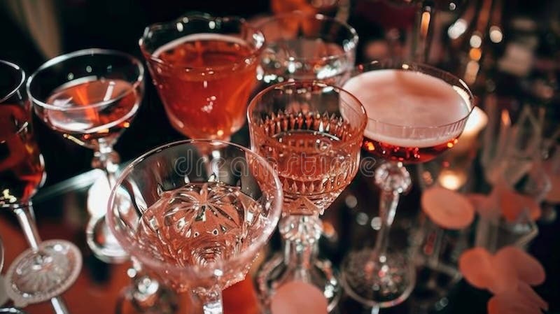 Elegant Array of Alcoholic Beverages at a Black Tie Formal Event in ...
