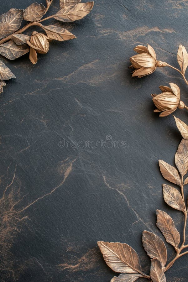 Elegant Art Deco Floral Border Design for Black Paper Projects Stock ...