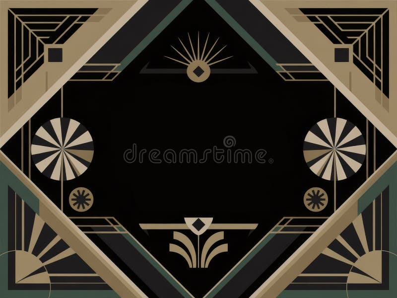 Elegant Art Deco Geometric Frame Design with Vintage Patterns and Symmetrical Shapes Stock ...