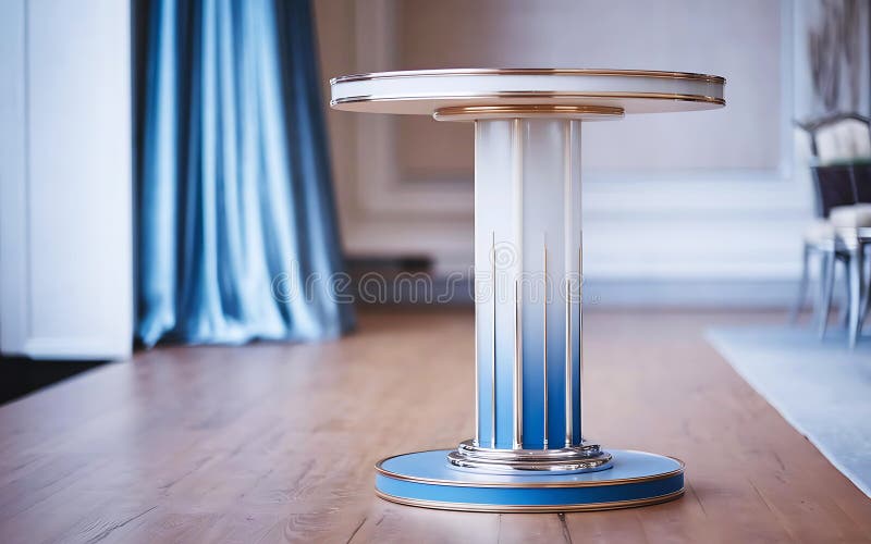 Elegant, Art Deco-Inspired Side Table with Blue Accents Stock ...