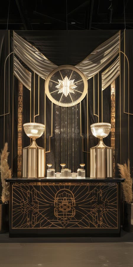 Elegant Art Deco Interior Design with Luxurious Lighting Stock ...