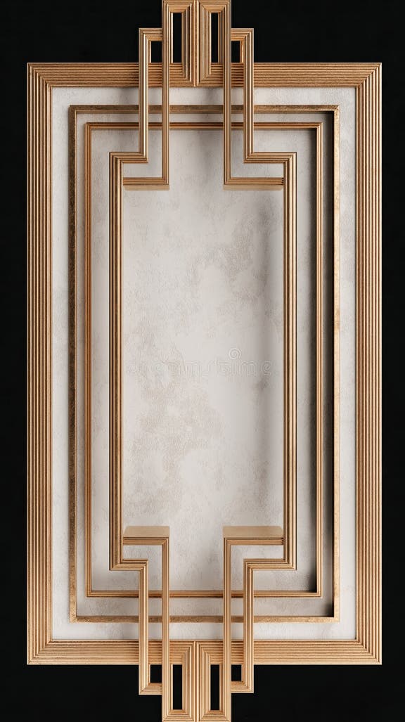 Elegant Art Deco Rectangular Frame. Ornate Symmetrical Gold and Silver ...