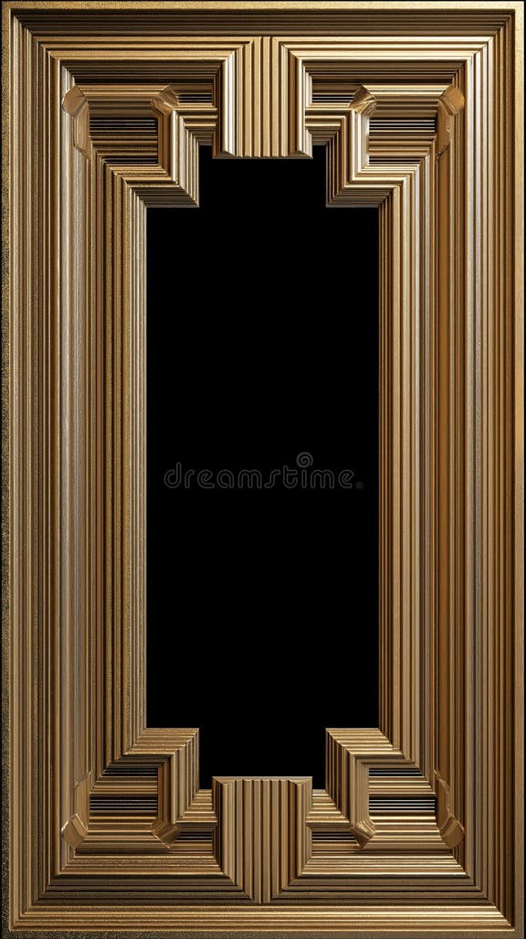 Elegant Art Deco Rectangular Frame. Ornate Symmetrical Gold and Silver ...