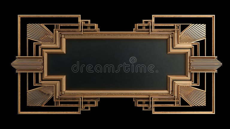 Elegant Art Deco Rectangular Frame. Ornate Symmetrical Gold and Silver ...