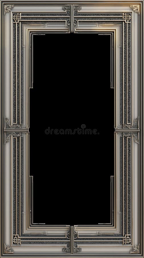 Elegant Art Deco Rectangular Frame. Ornate Symmetrical Gold and Silver ...