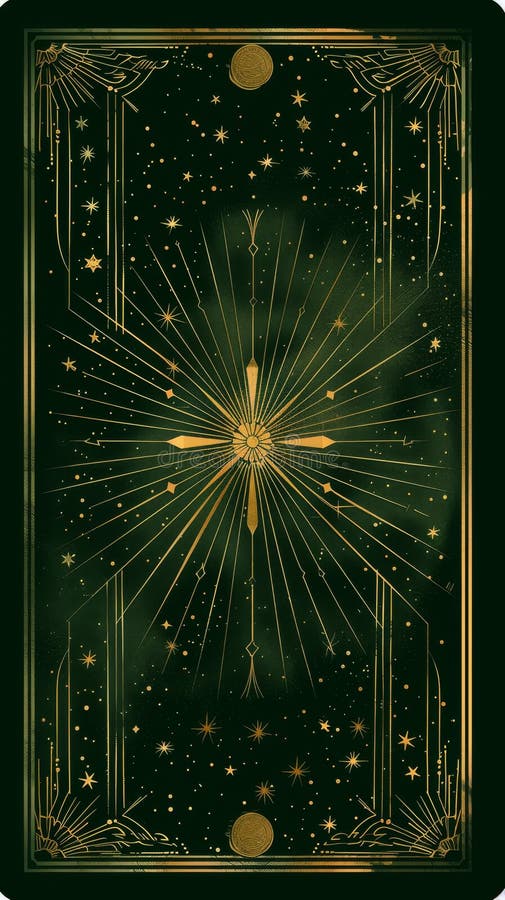 Elegant Art Deco Tarot Card Design with Golden Geometric Patterns and ...