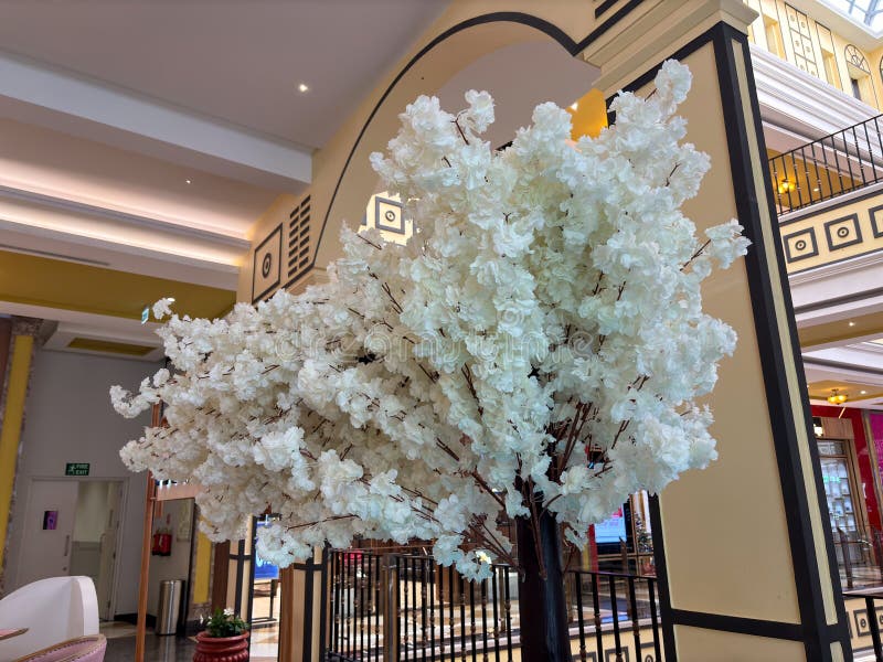 Elegant Artificial White Tree Decoration in a Luxurious Interior Stock ...