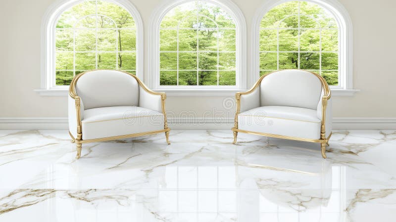 An Elegant Atmosphere is Created by the White and Gold Interior, Which ...