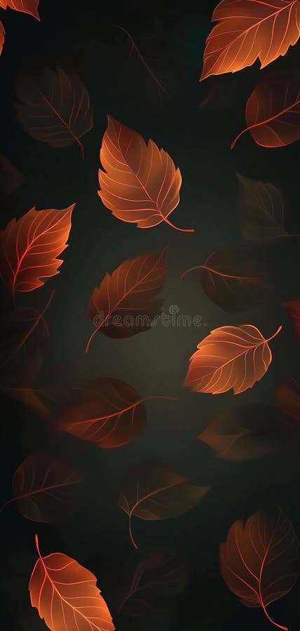 Elegant Autumn Leaf Pattern Wallpaper Featuring Dark Green and Rust ...