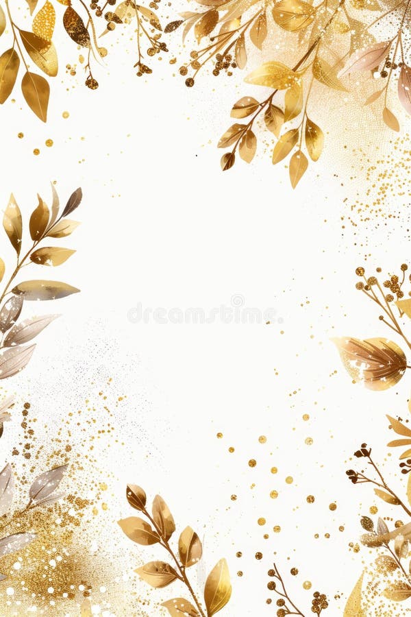 Elegant Autumn Leaves and Abstract Gold Elements Background Design ...