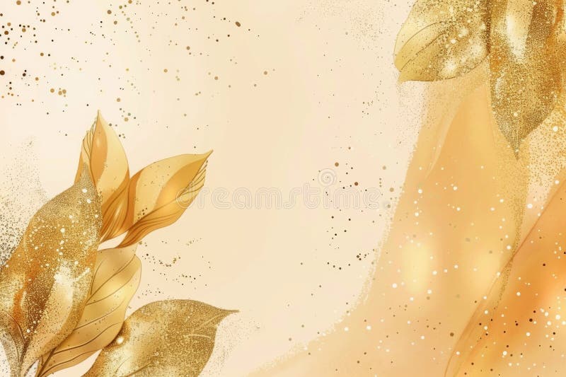 Elegant Autumn Leaves and Abstract Gold Elements Background Design ...