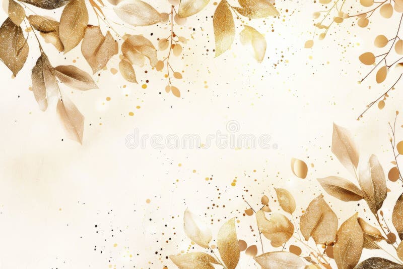 Elegant Autumn Leaves and Abstract Gold Elements Background Design ...