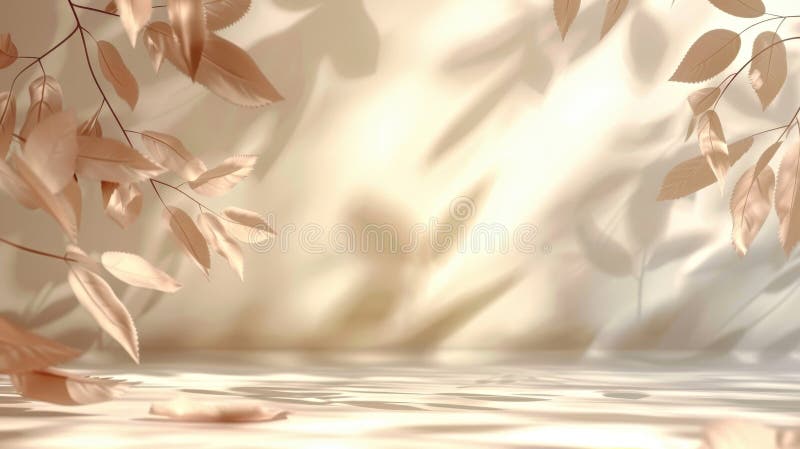 Elegant Autumn Leaves with Soft Shadows on Neutral Background Stock ...