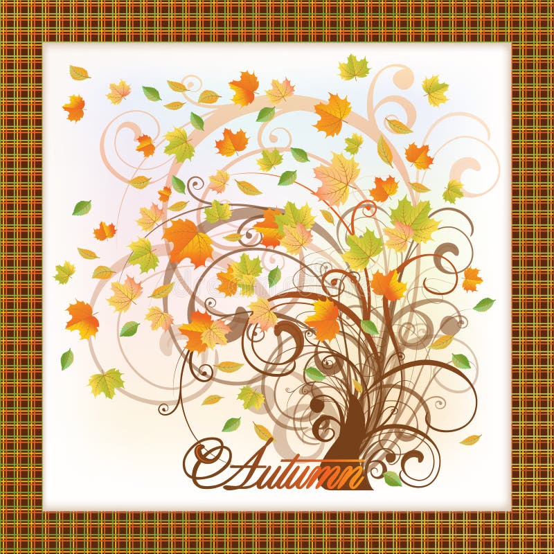 Elegant autumn tree card stock vector. Illustration of frame - 33284514