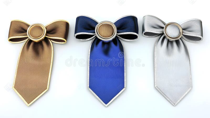Elegant Award Ribbons in Gold, Blue, and Silver. Stock Photo - Image of ...