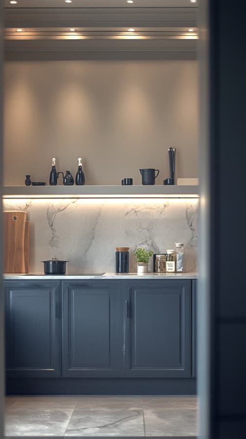 Elegant Backdrop Modern Kitchen Interior with Captivating Blurred ...