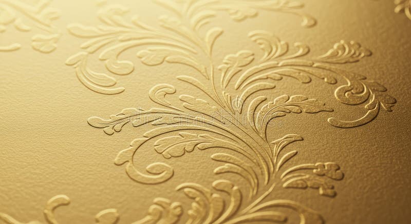 Luxurious Embossed Gold Floral Pattern on Soft Satin Fabric Background ...