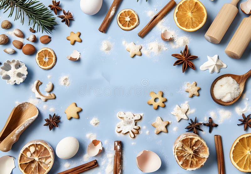 Elegant Baking Background with Kitchen Utensils Stock Illustration ...