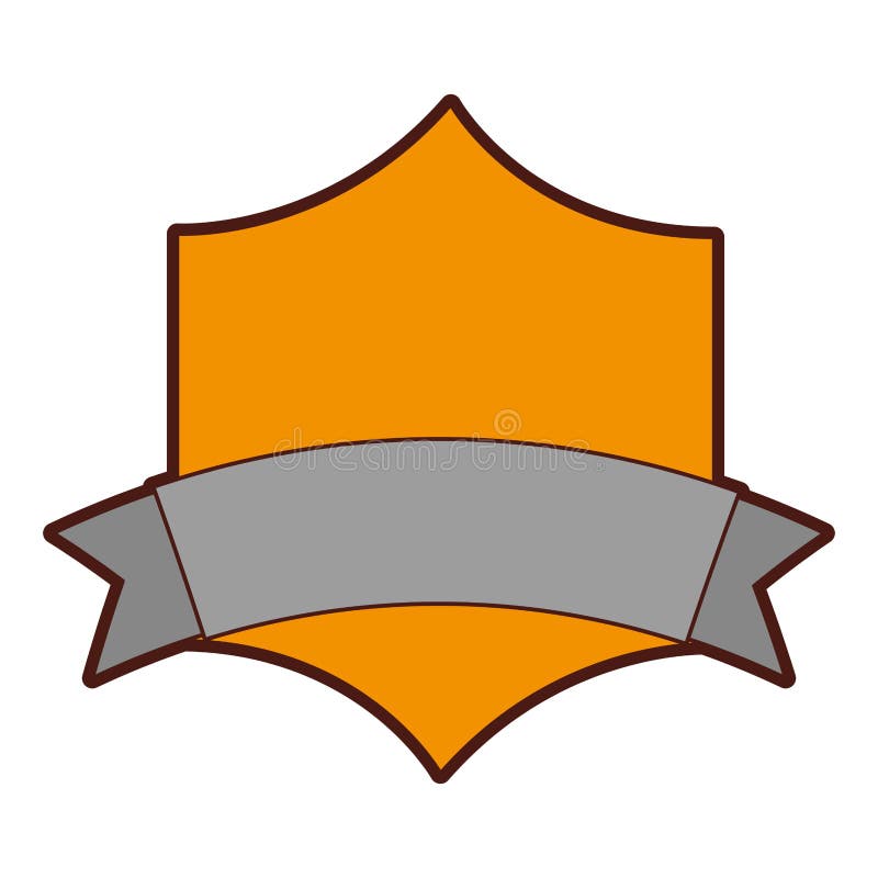 Elegant Badge Shield with Ribbon Icon Stock Vector - Illustration of ...