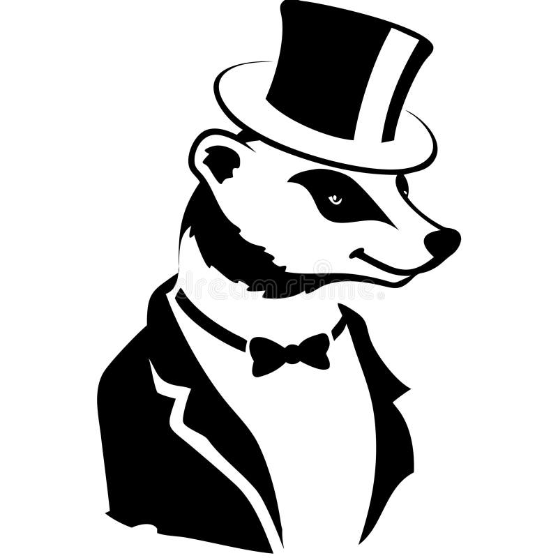Elegant Badger in Tuxedo and Top Hat Vector Art for Design Projects ...