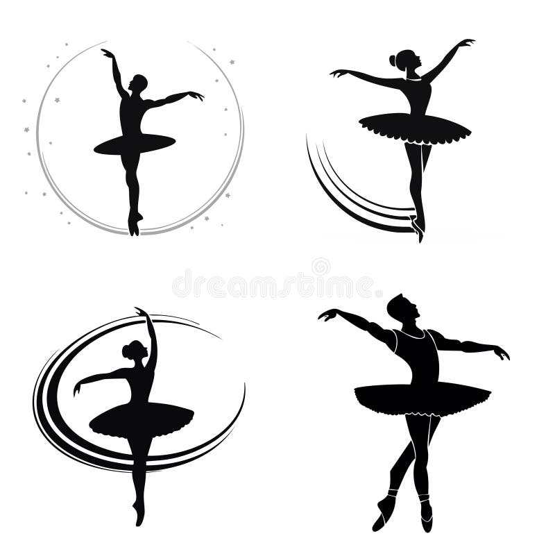 Elegant Ballerina Mid-Spin Silhouette Vector Bundle Set Stock Vector - Illustration of vector ...