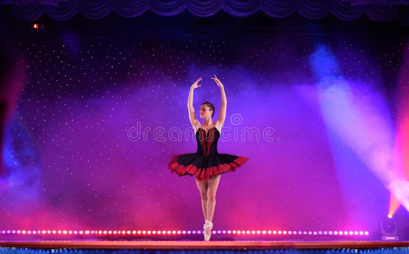 Elegant Ballet Dancer during a Performance in a Theater Stock Photo ...