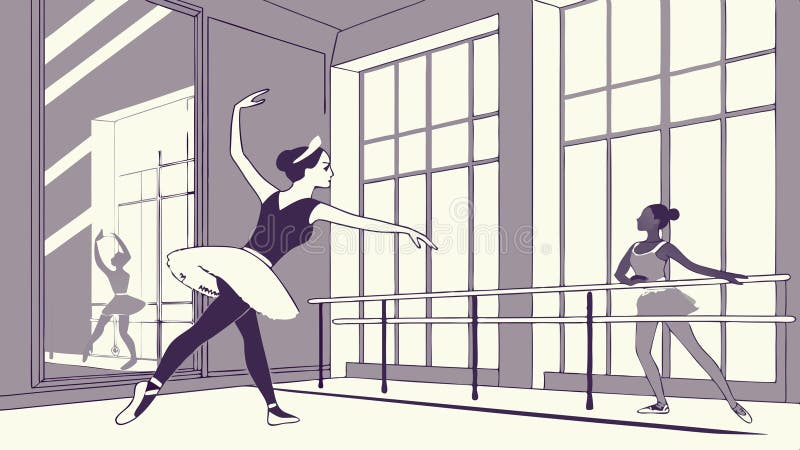 Elegant Ballet Dancers in Studio, Graceful Dance and Art Illustration ...